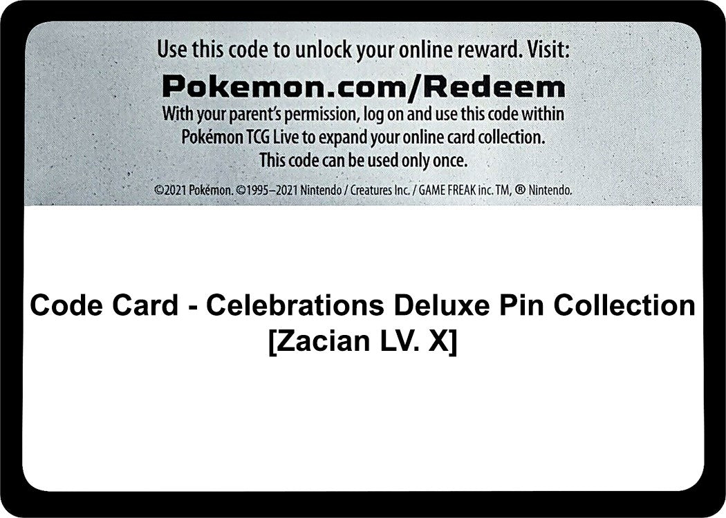 Code Card - Celebrations Deluxe Pin Collection [Zacian LV. X] (Celebra ...